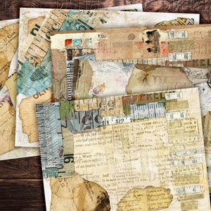 Scrap Collage Junk Journal Papers, 14 Scrapbooking Pages, 11" X 8.5 ...