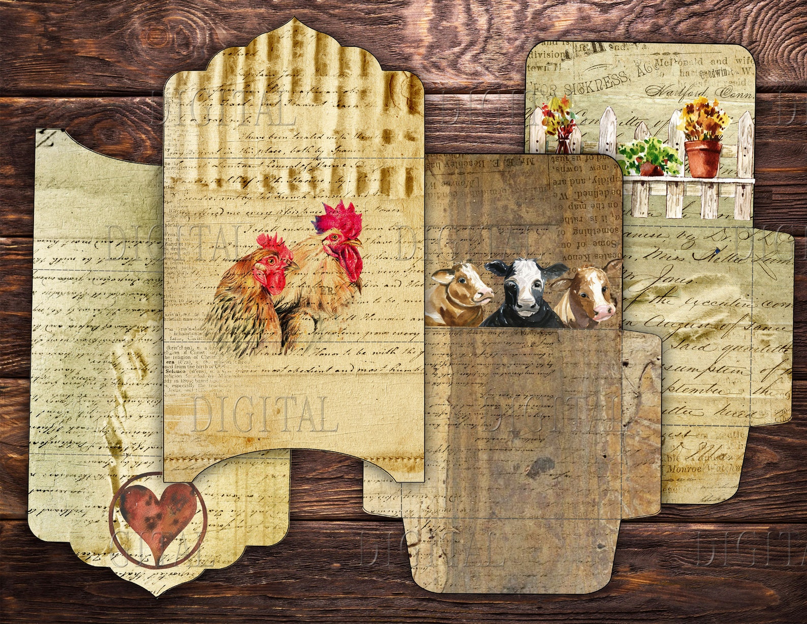 Country Living Farm Life Printable Ephemera, 50 Tags, Labels, Envelopes ...
