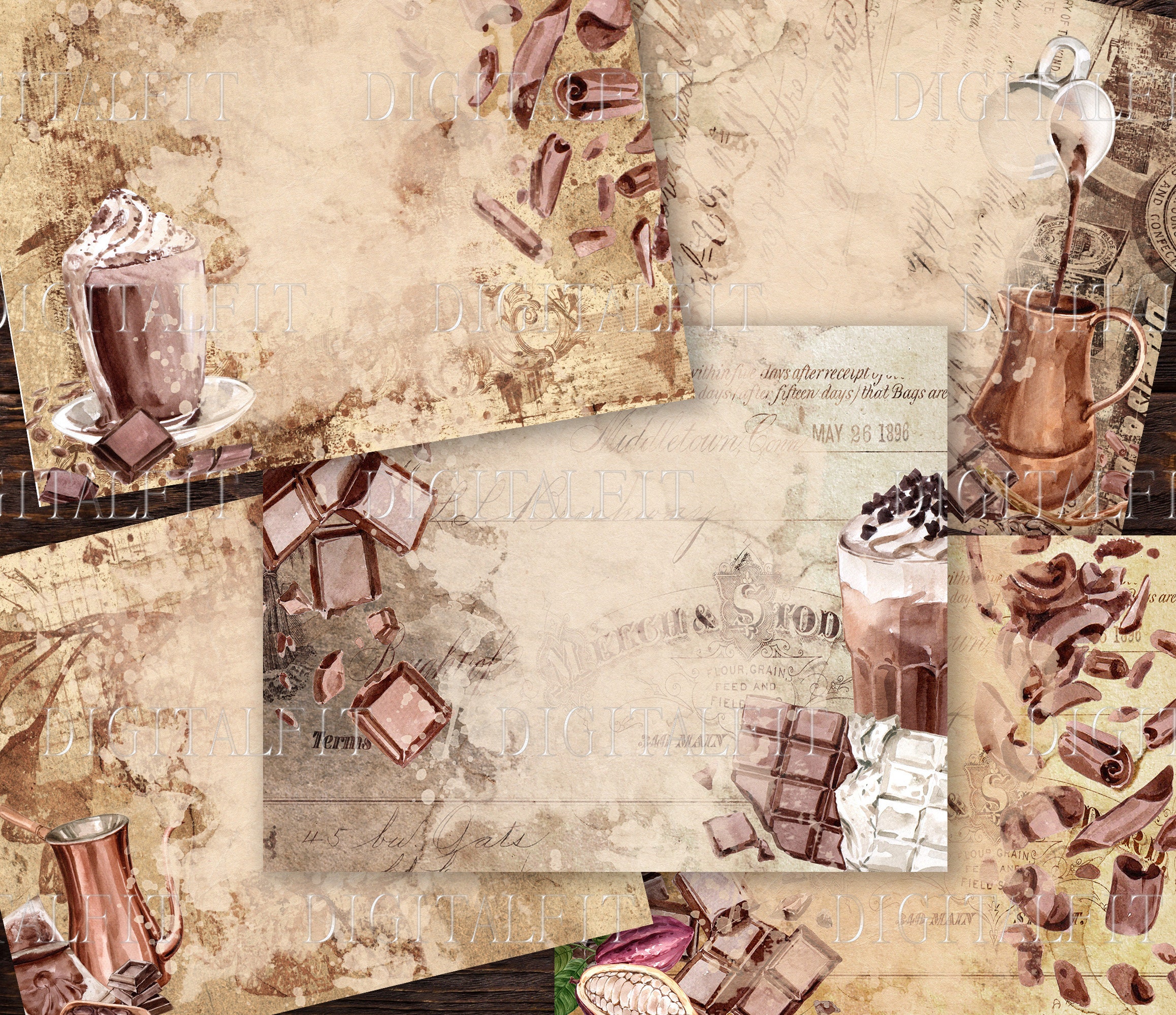 Chocolate Junk Journal Page Set Printable Pages - Etsy