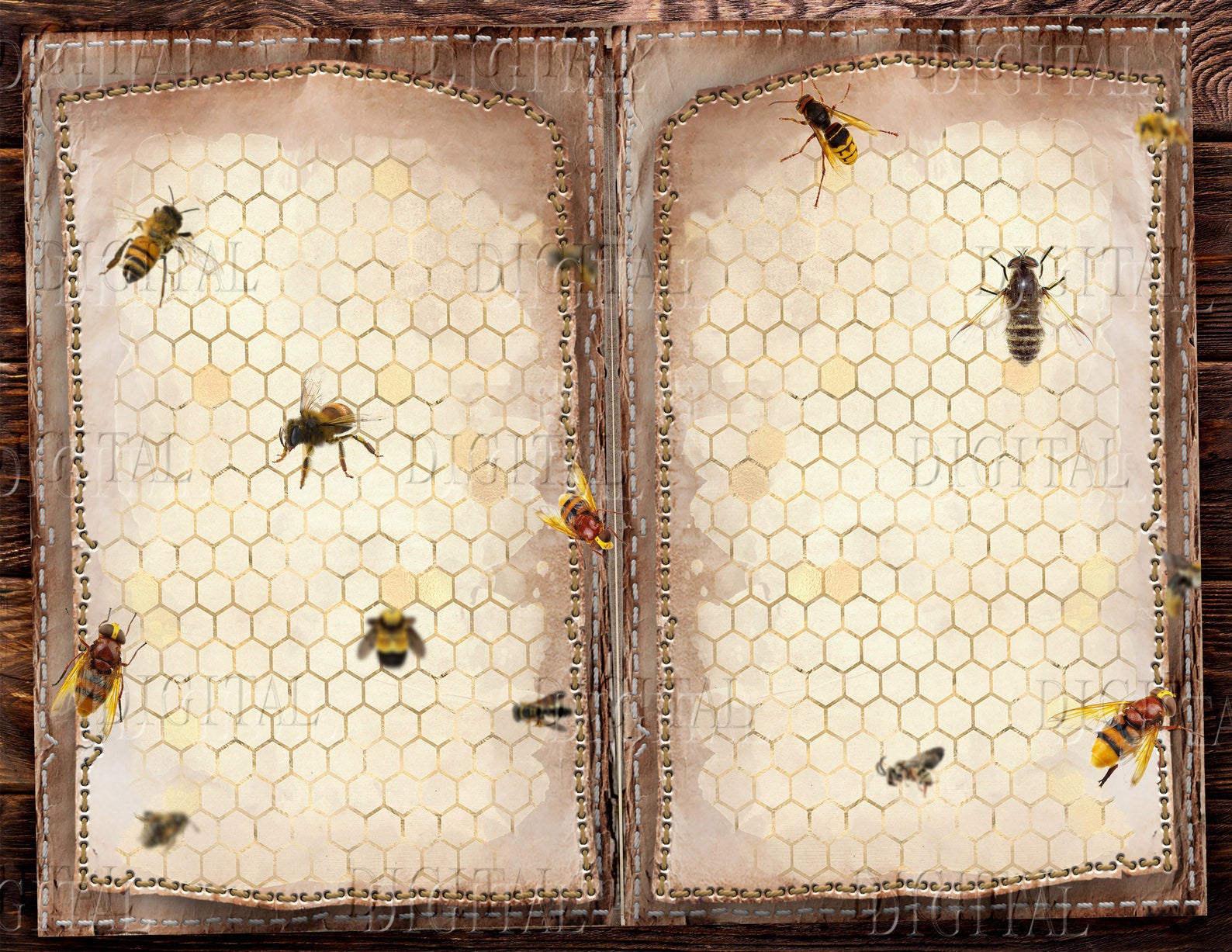 Honey Bees Junk Journal Printable Kit, 10 Bumble Bee Vintage Paper ...