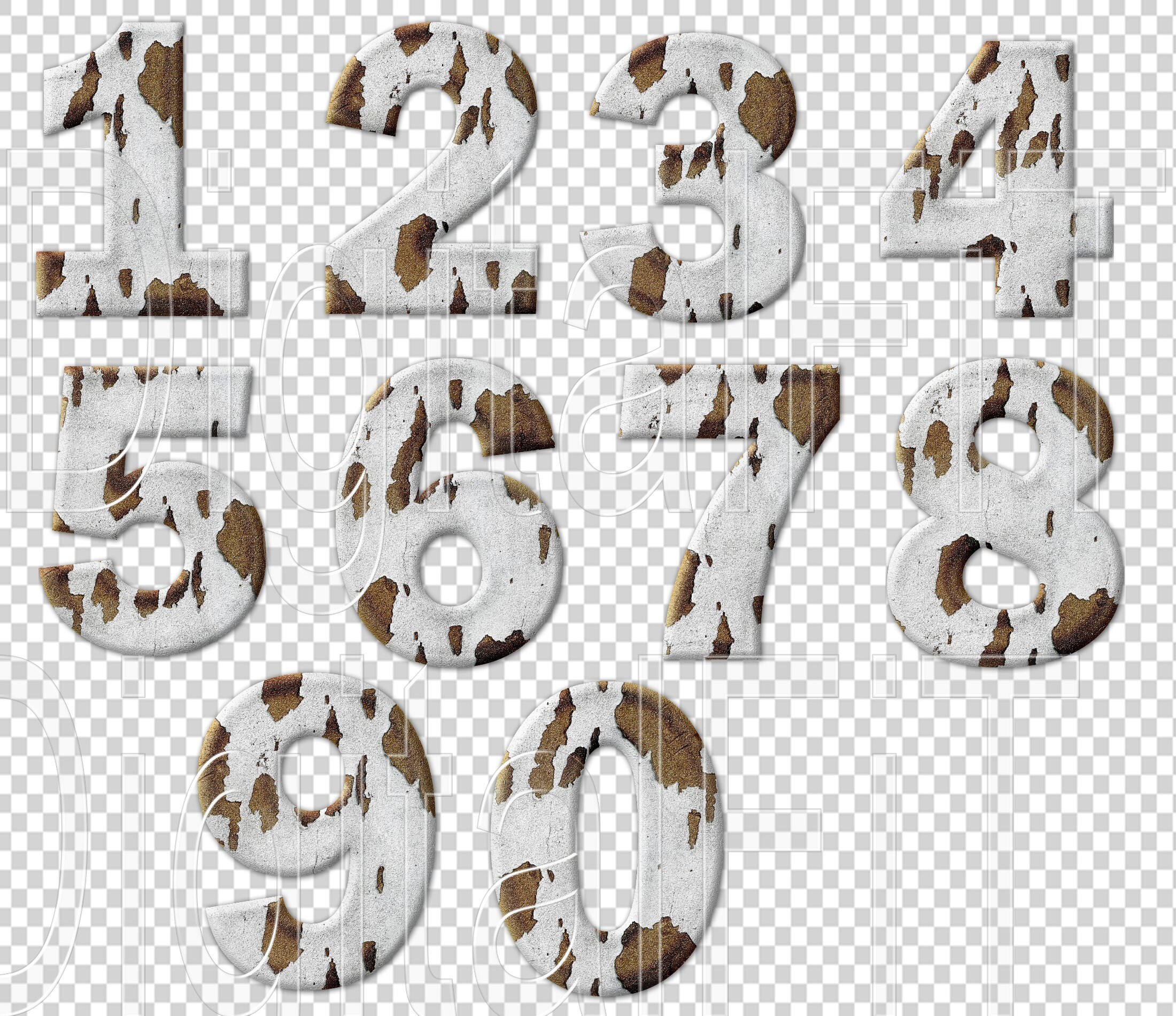 Distressed Numbers Peeling Wood Grunge Digital Numbers - Etsy