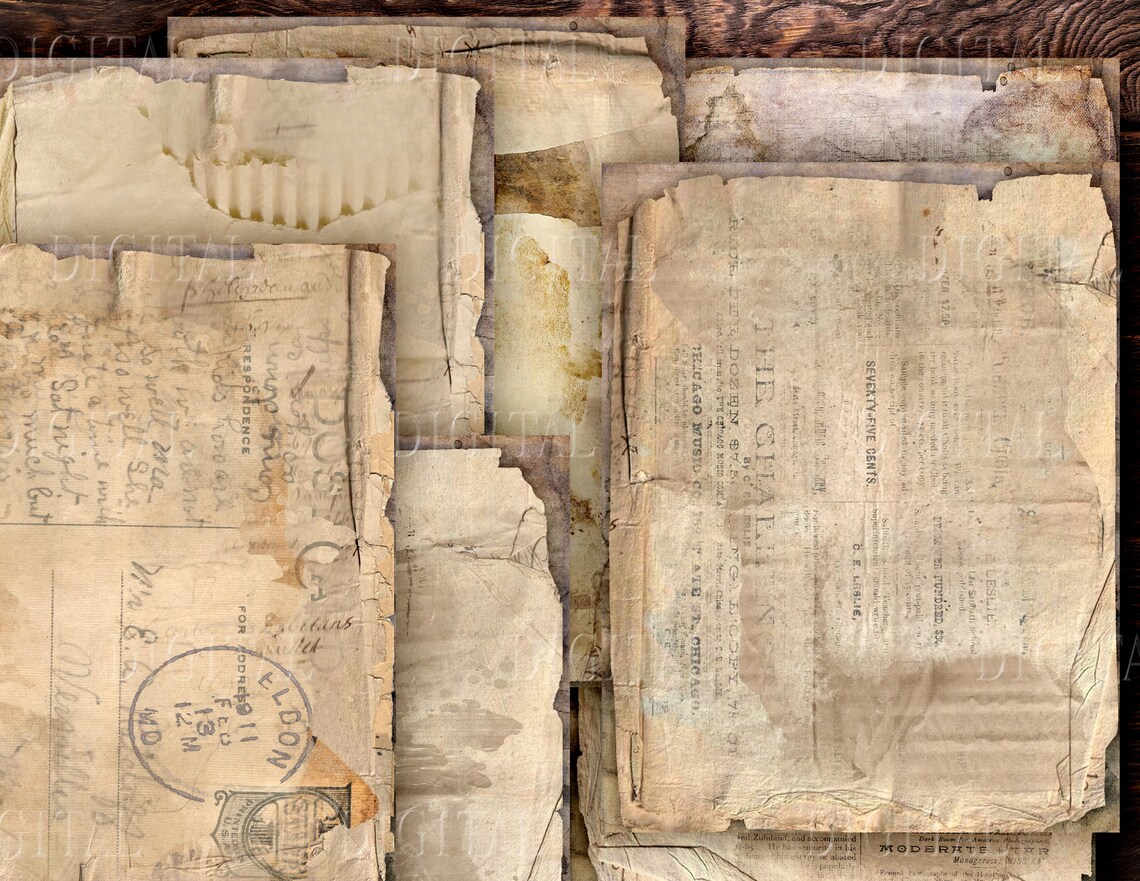 Distressed Aged Paper 7 Antique Textures Pages Vintage - Etsy