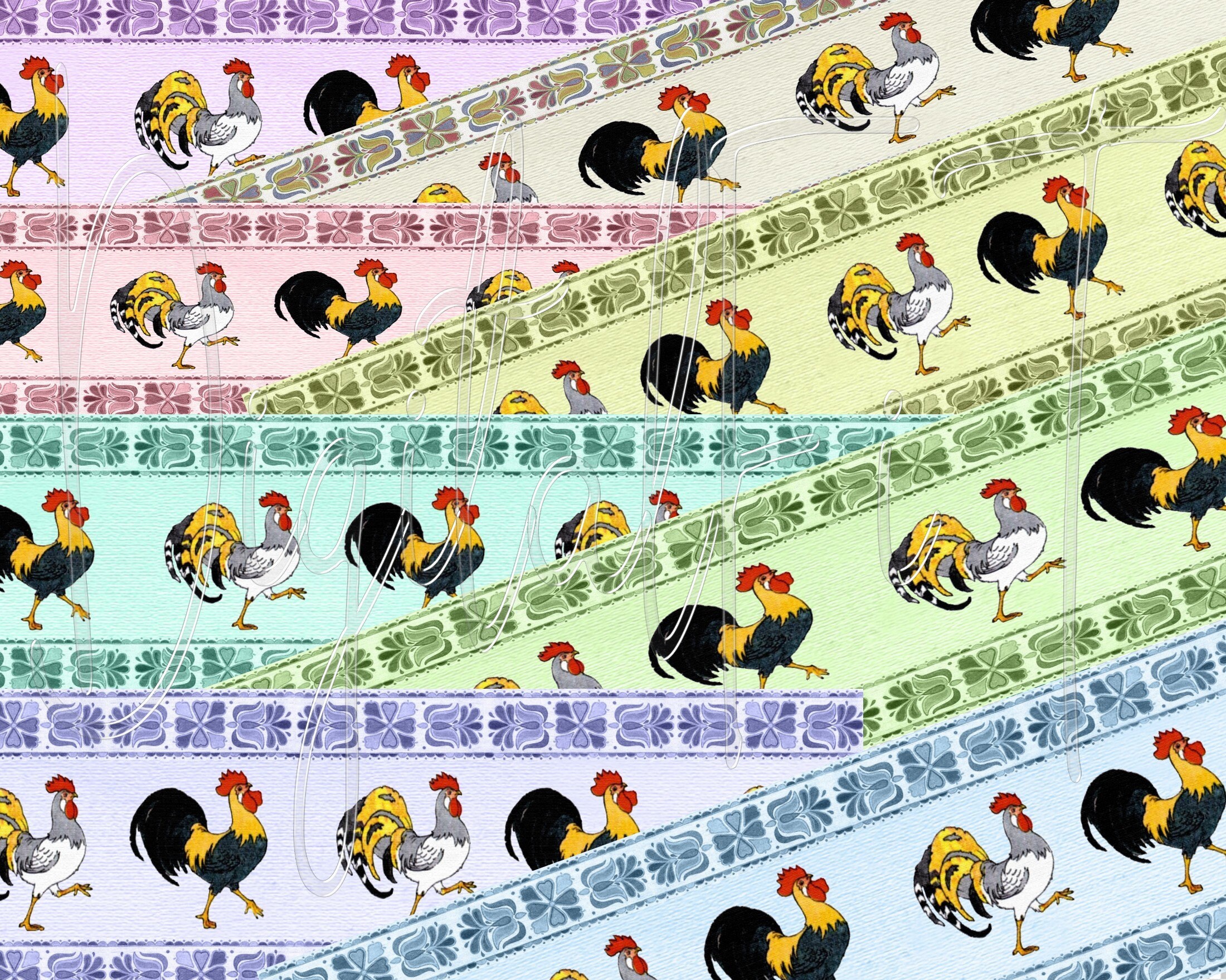 Digital Borders Clip Art Rooster Hen Digital Ribbon Clipart | Etsy