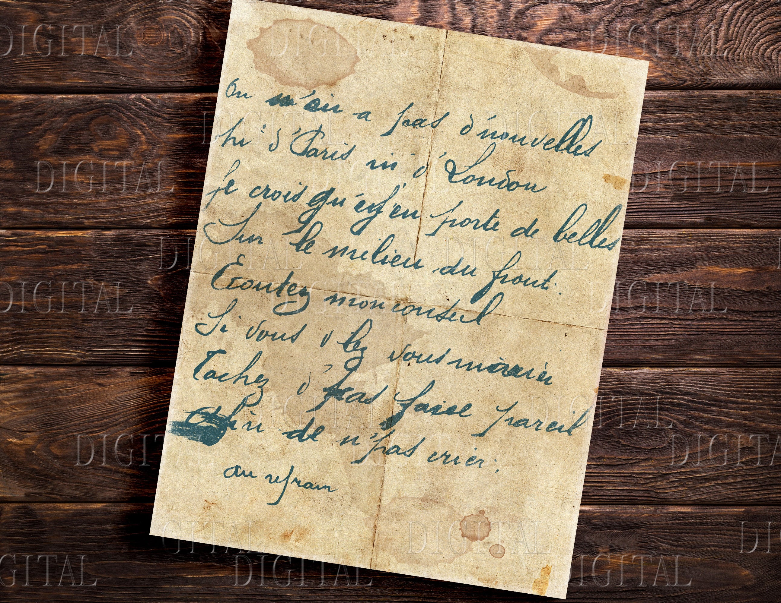 French Antiques Handwriting Printable Pages 4 Vintage Digital | Etsy