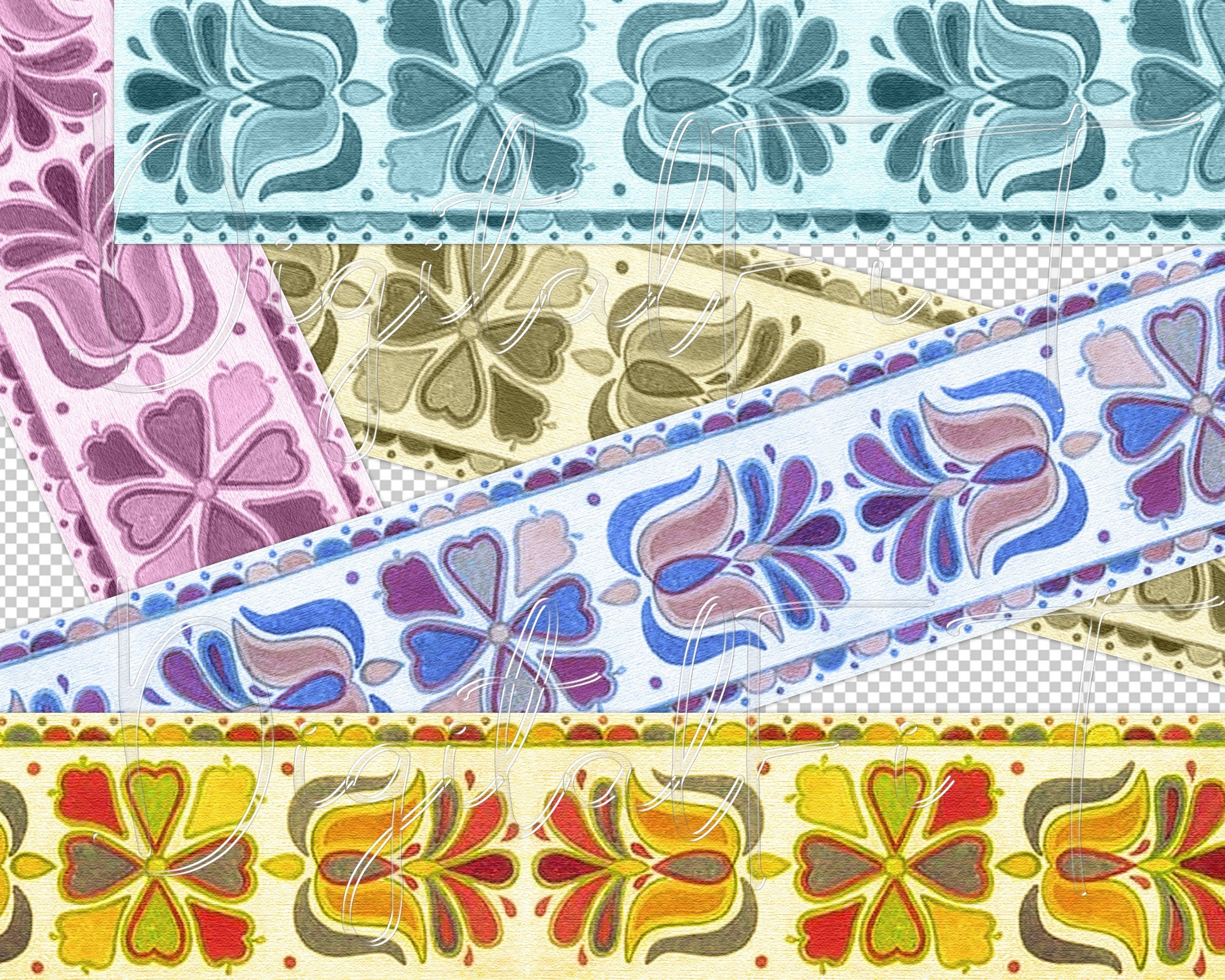 9 Vintage Digital Scrapbooking Ribbon Lace JPG Digital Files - Etsy