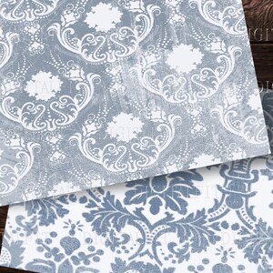 Printable Background, Journal Pages, Blue, Grey, Junk Journal Kit, 10 ...