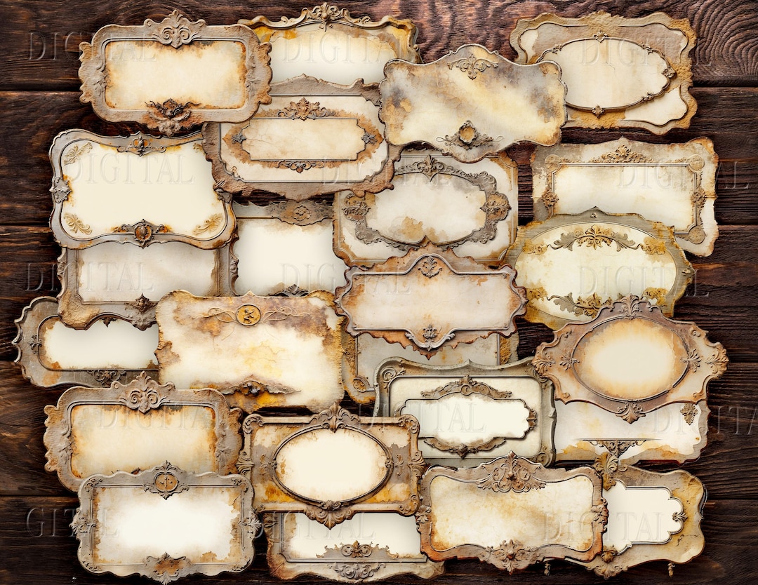 Rusty Distressed Blank Labels, 48 Old Grungy Tag Junk Journal Ephemera ...