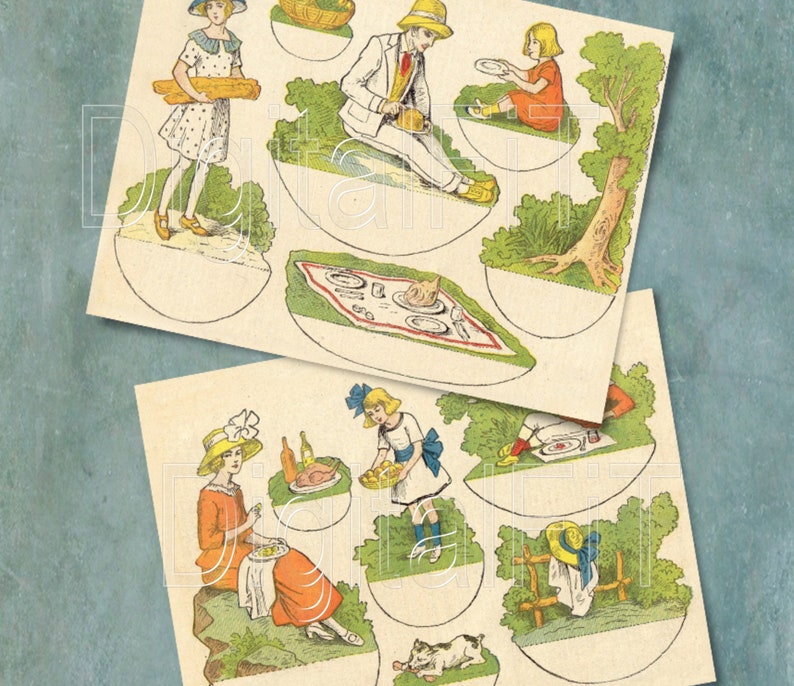 Vintage Picnic Digital Paper Cutout Kit Picnic Food Cut Out - Etsy