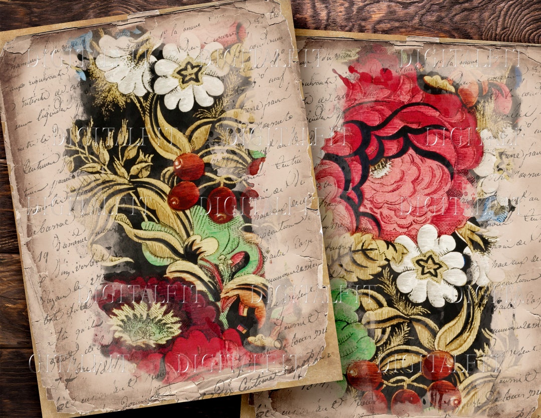 Vintage Floral Pattern Paper: Printable Junk Journal Pages (PDF) - Etsy