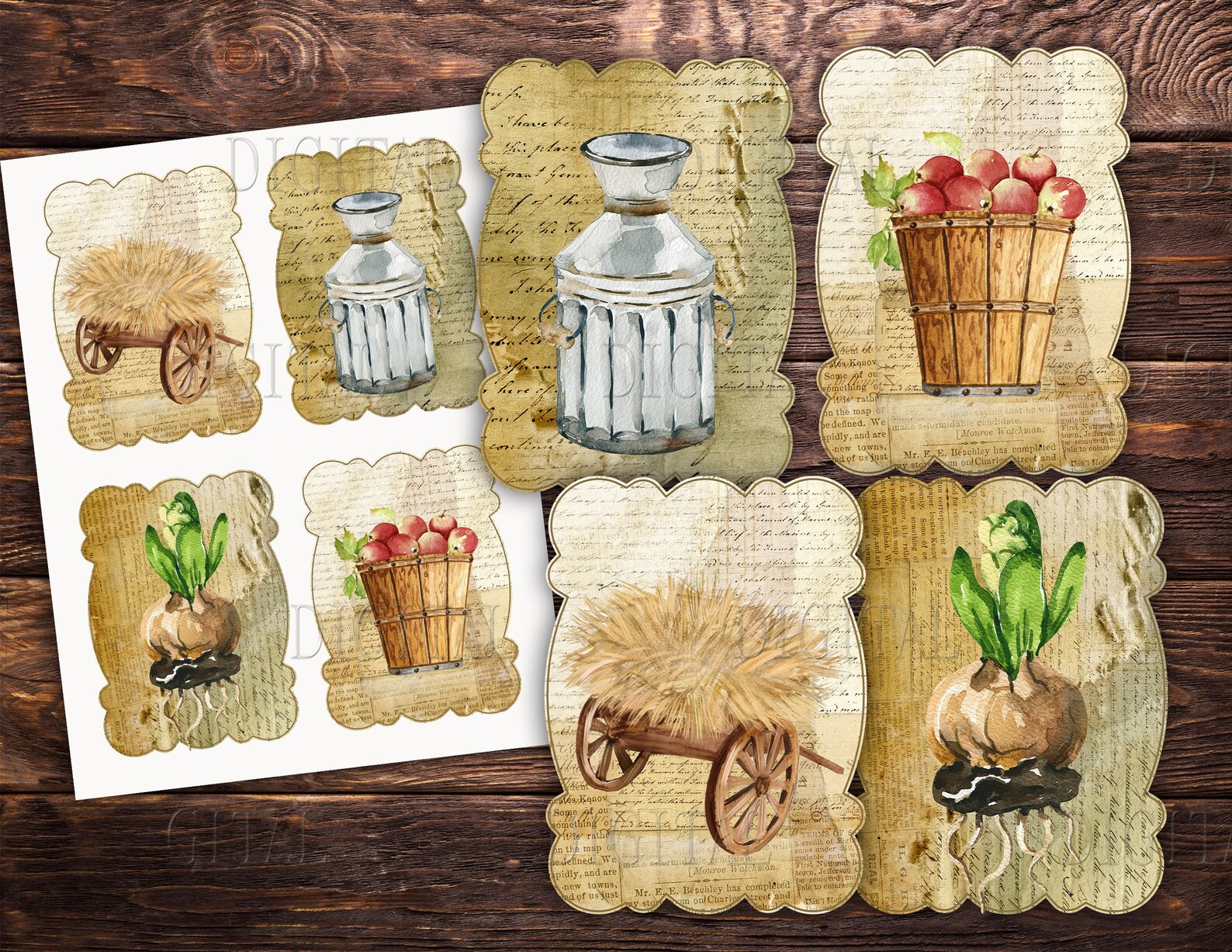 Country Living Farm Life Printable Ephemera, 50 Tags, Labels, Envelopes ...