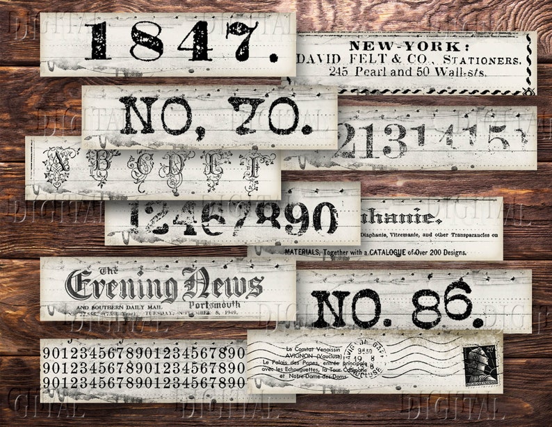 Printable Number Stickers: Vintage Journal Embellishments (PDF) - Etsy