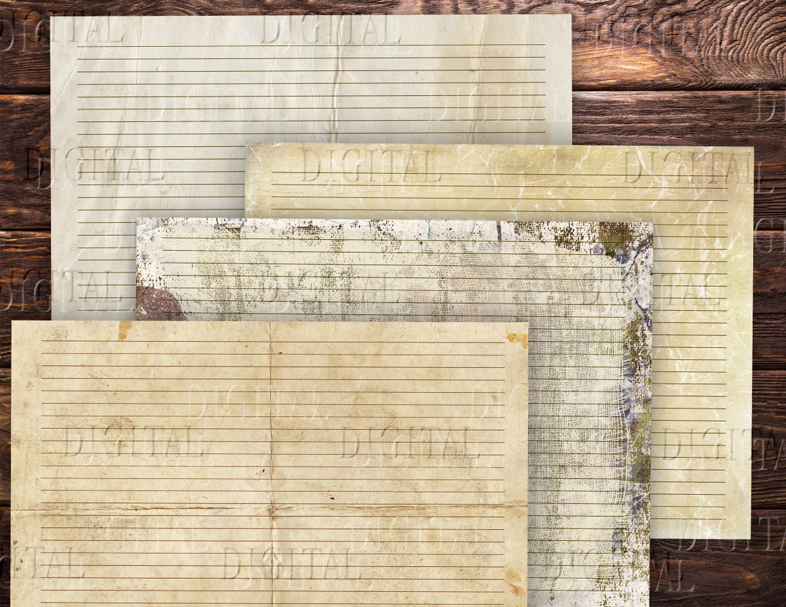Printable Lined Journal Pages 10 Digital Vintage Papers - Etsy