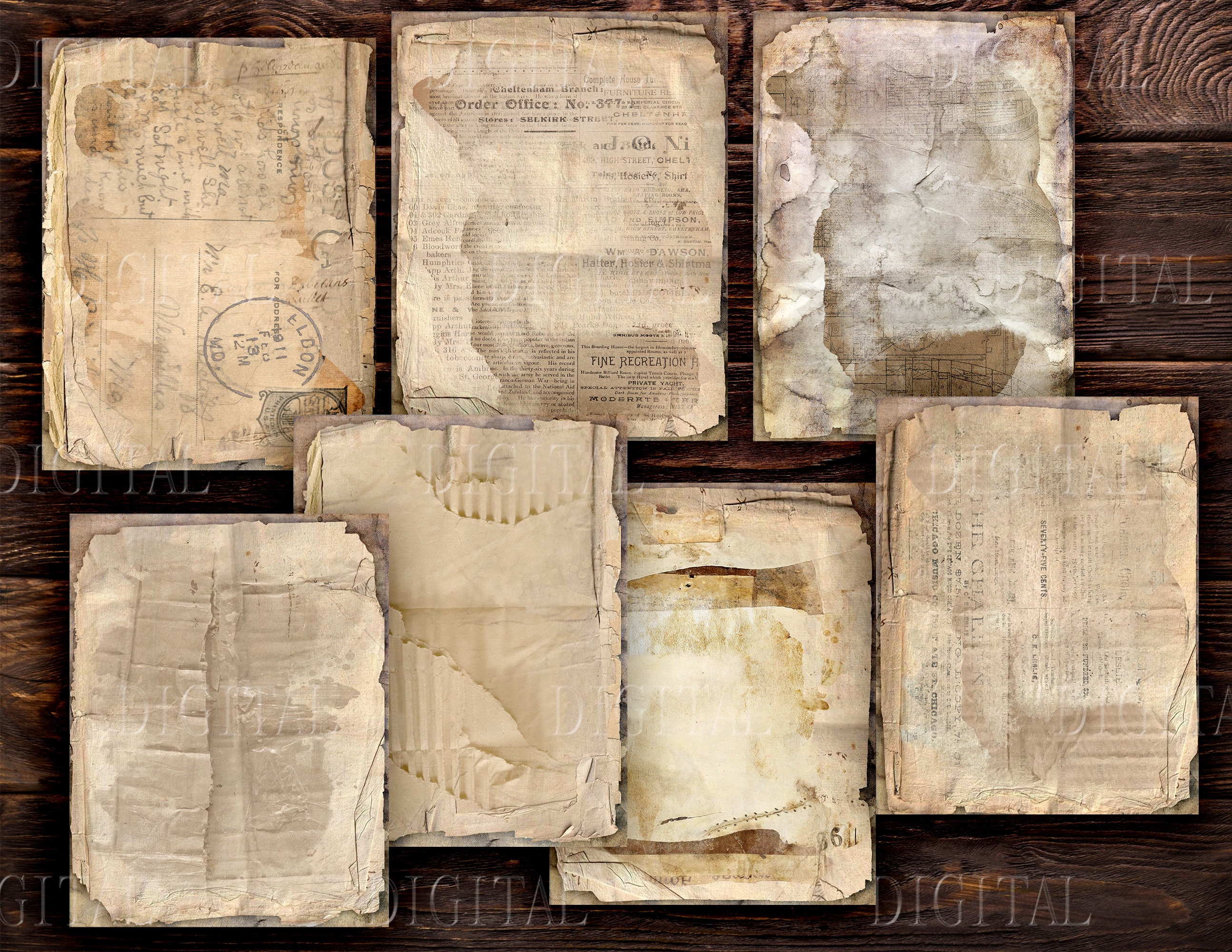 Distressed Aged Paper 7 Antique Textures Pages Vintage - Etsy