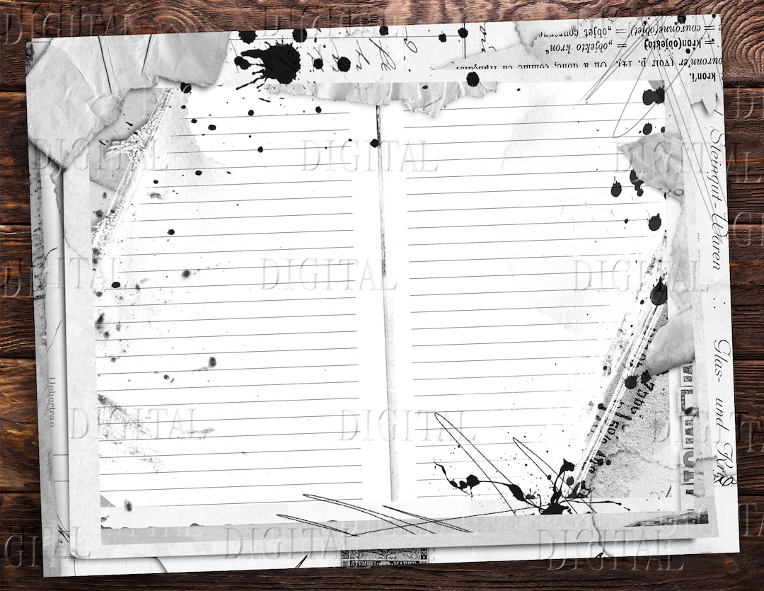 Grunge Lined Writing Paper: Black & White Printable Pages (PDF) - Etsy