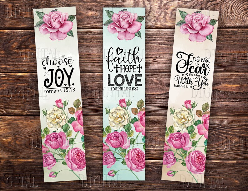 Printable Bible Verse Bookmarks 7 Floral Bookmarks Christian - Etsy