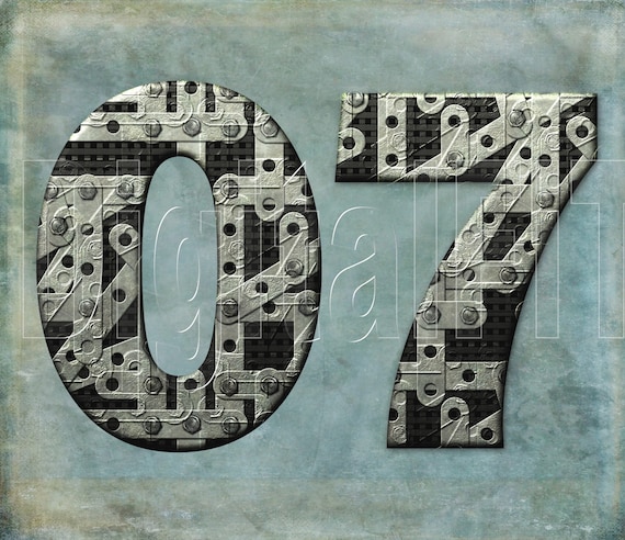 Steampunk Digital Numbers Steampunk Art PNG | Etsy