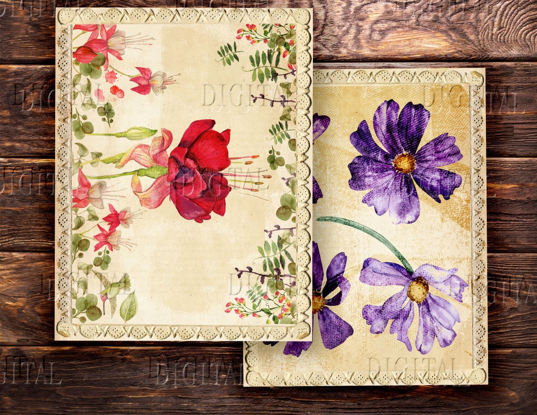 Decorative Floral Papers, 8 Vintage Flower Papers, PDF - Etsy