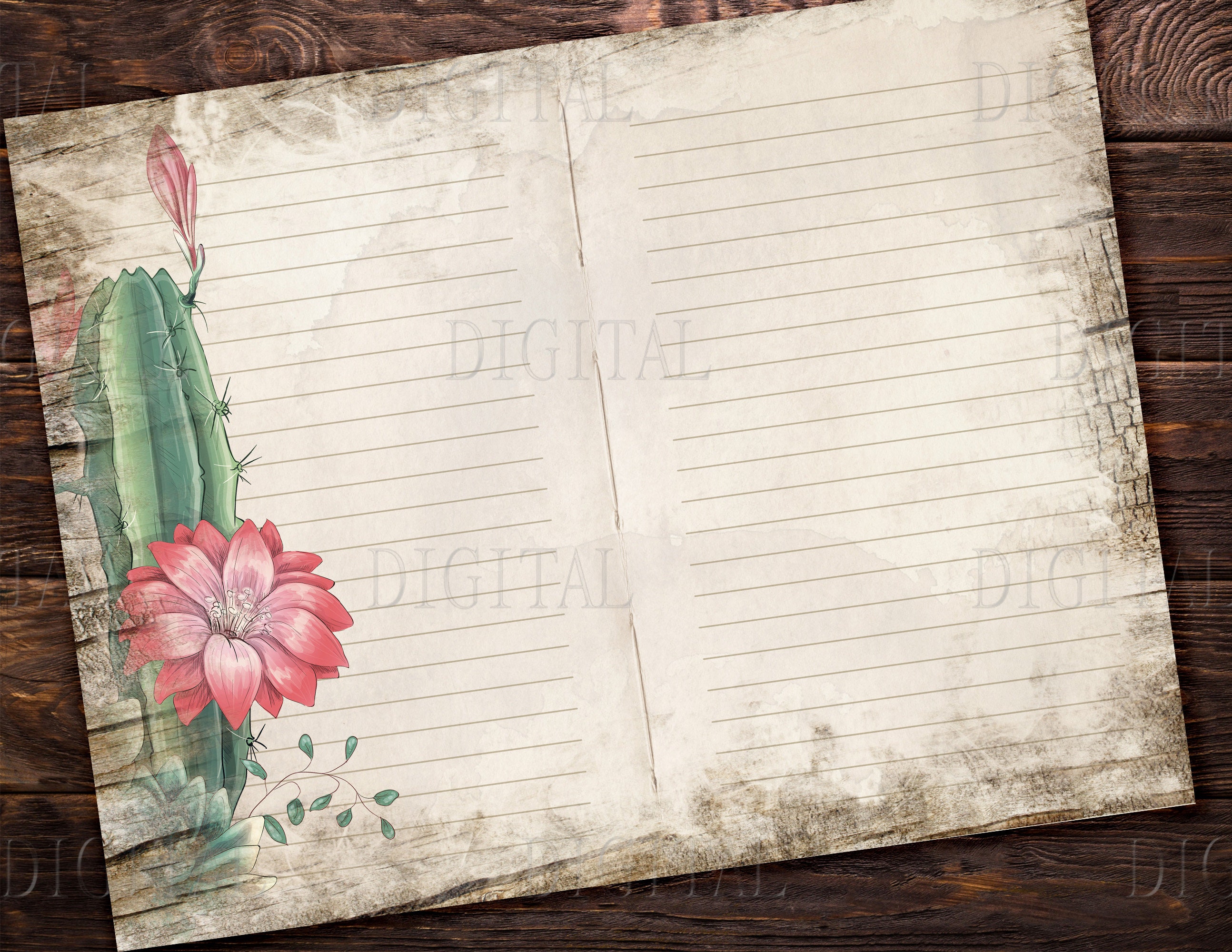 Cactus Digital Journal Kit 10 Junk Journal Pages Printable - Etsy