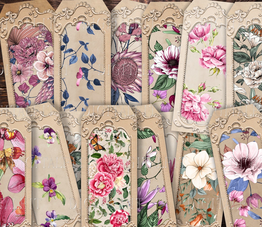 Junk Journal Tags/bookmarks, Printable Ephemera, Shabby Chic Printables ...