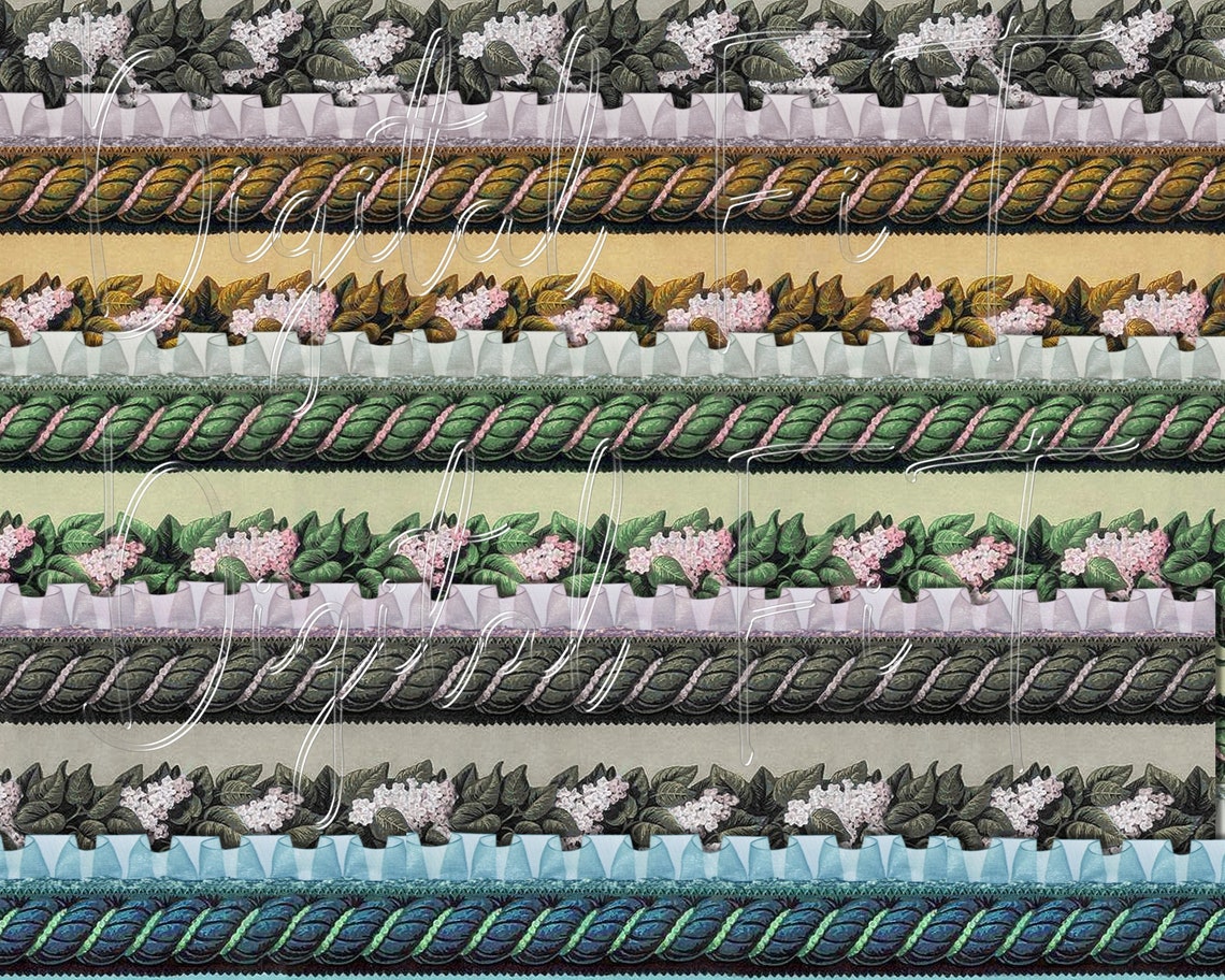 5 Vintage Digital Scrapbooking Ribbon Lace PNG Digital Files | Etsy