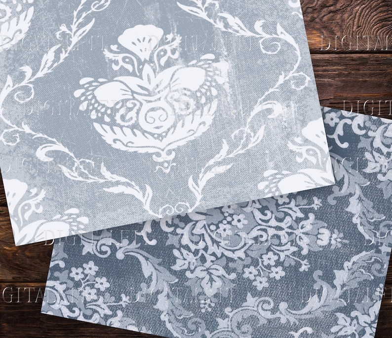 Printable Background Journal Pages Blue Grey Junk Journal - Etsy