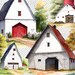 White Rustic Farm Barn Countryside Design Farm Watercolor - Etsy