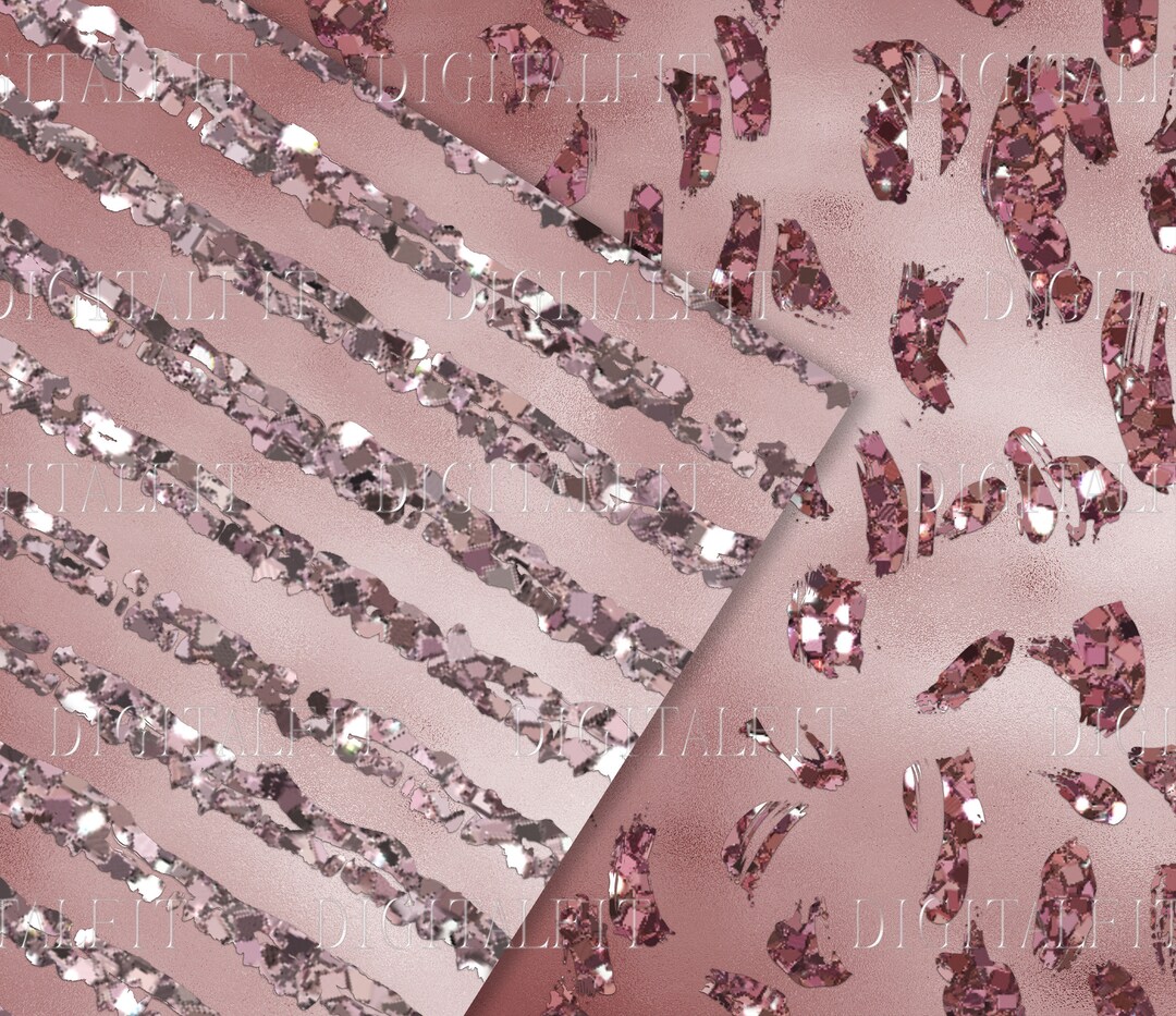 Pink Glitter Digital Paper, 14 Pink Sparkle Pages, Pink Foil Metallic ...