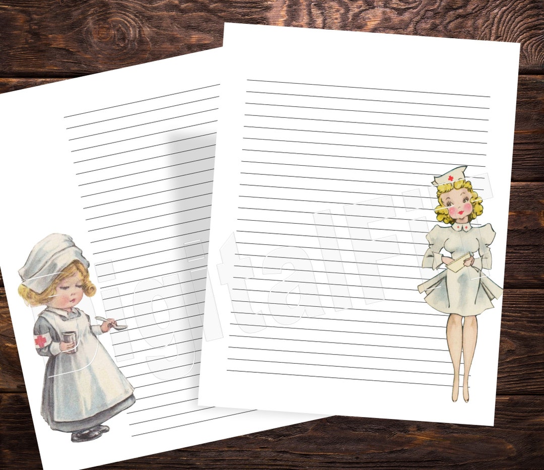 Retro Nurse Digital Paper, Writing Printable Pages - Etsy