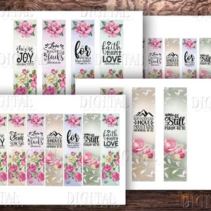 Printable Bible Verse Bookmarks, 7 Floral Bookmarks, Christian Quotes ...