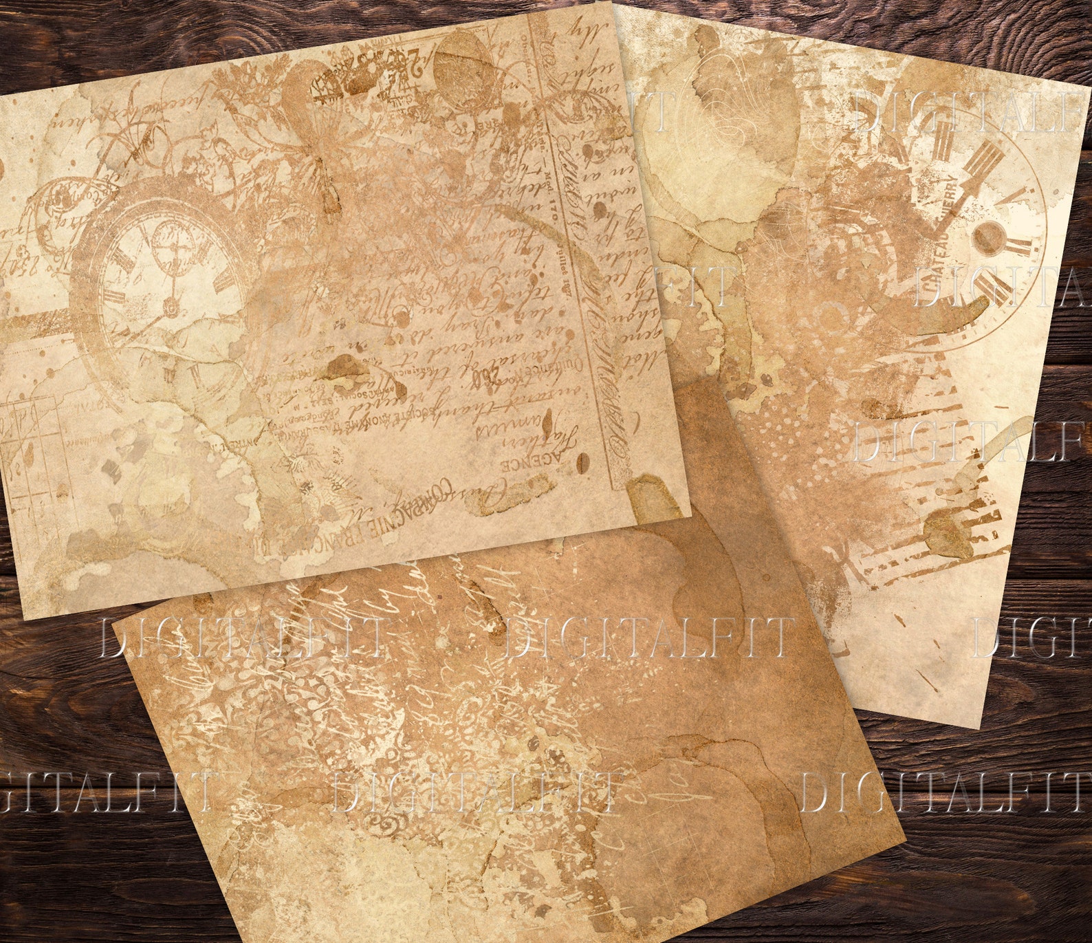 Coffee Stained Paper, 14 Digital Coffee Dyed Pages, 8.5"x11", PDF, Junk ...