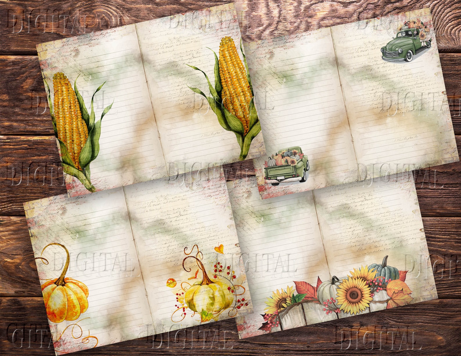 Fall Rustic Junk Journal Printables 12 Autumn Flowers Pages - Etsy