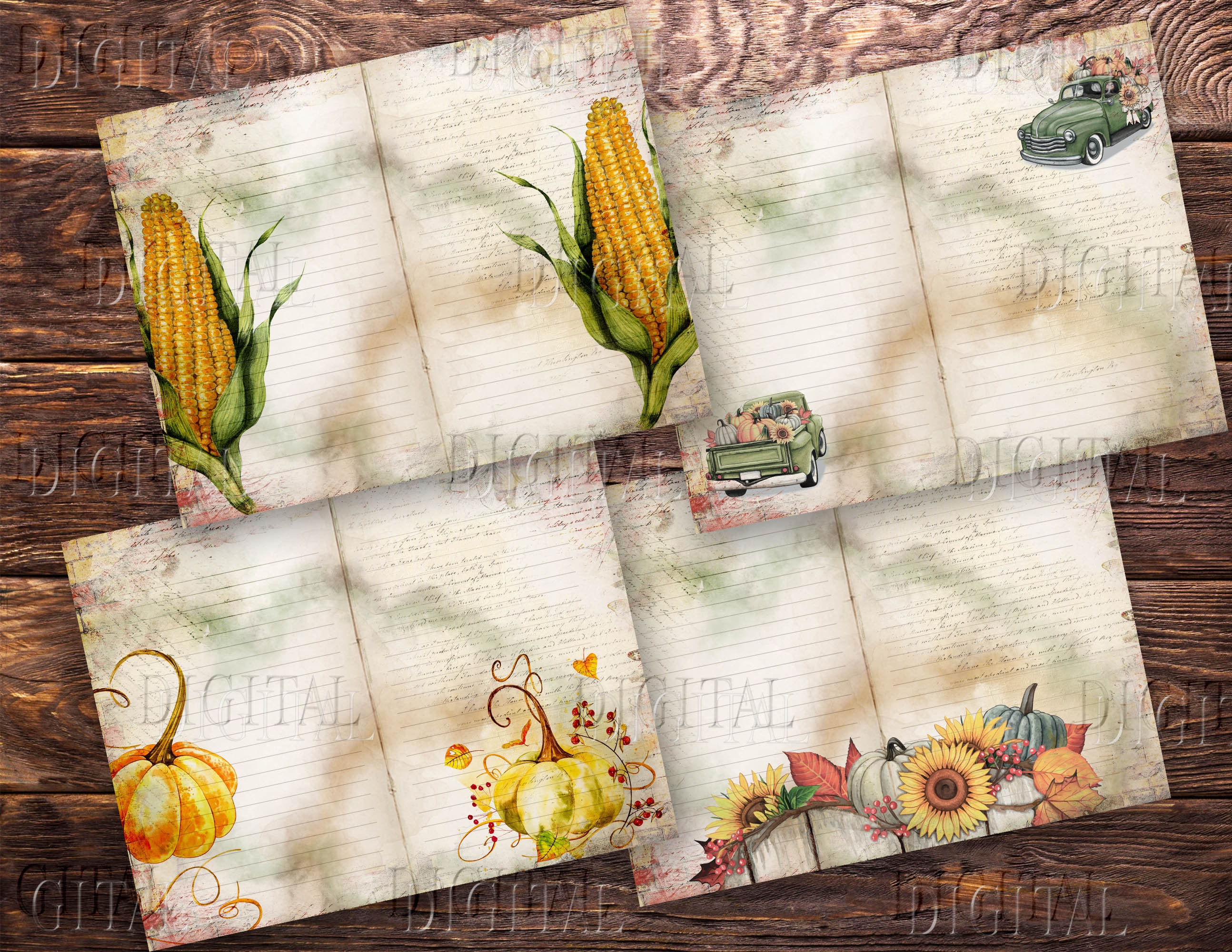 Fall Rustic Junk Journal Printables 12 Autumn Flowers Pages - Etsy