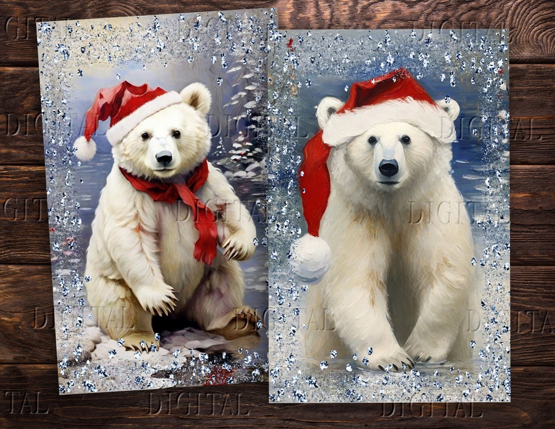 Snowy Polar Bear Christmas Cards: Printable Gift Tags (PDF) - Etsy