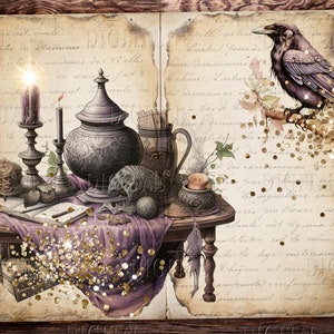 Halloween Junk Journal Pages, Digital Scrapbook Paper Kit, Spooky ...