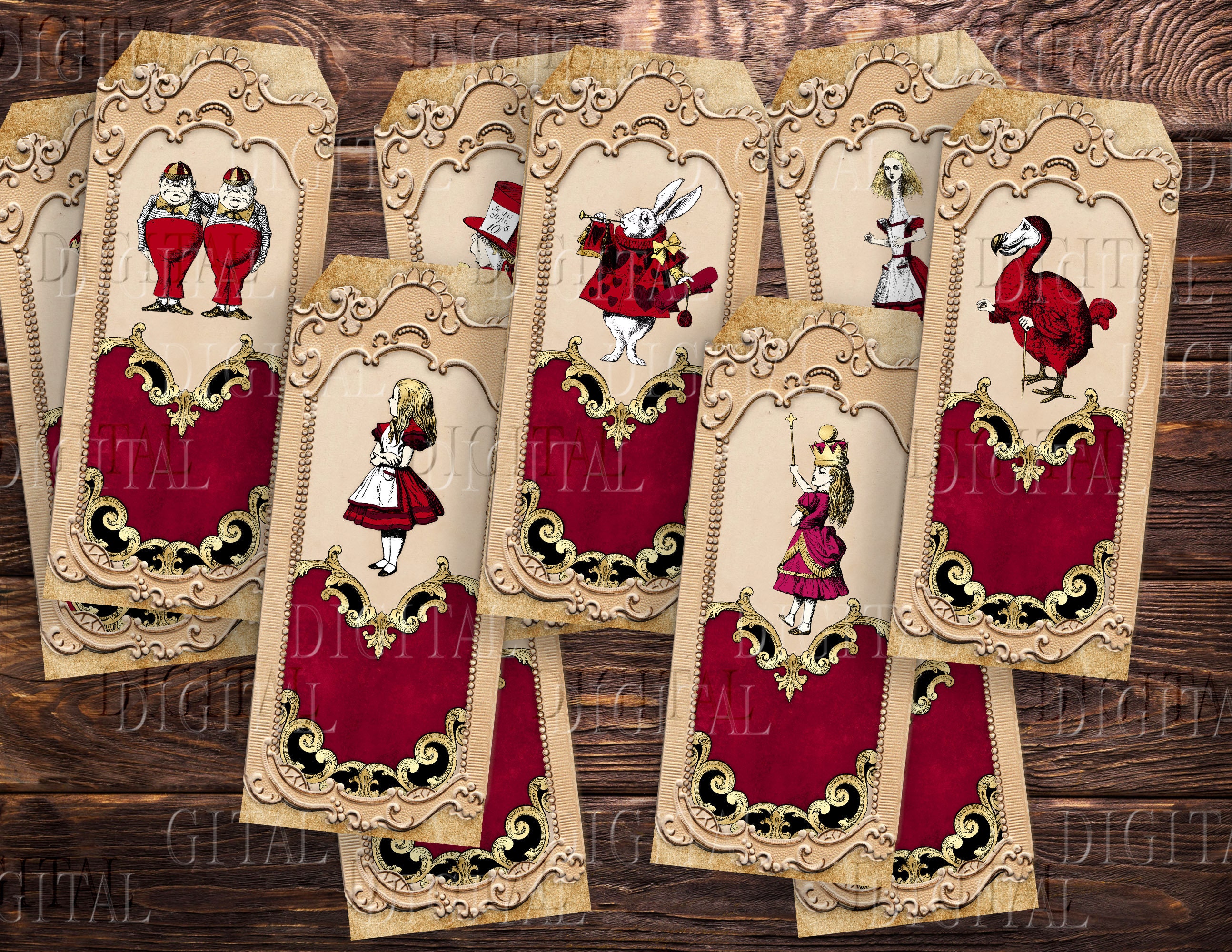 Alice in Wonderland, 16 Printable Tags, Alice Labels, Junk Journal ...