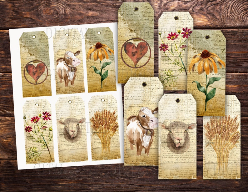 Country Living Farm Life Printable Ephemera, 50 Tags, Labels, Envelopes ...