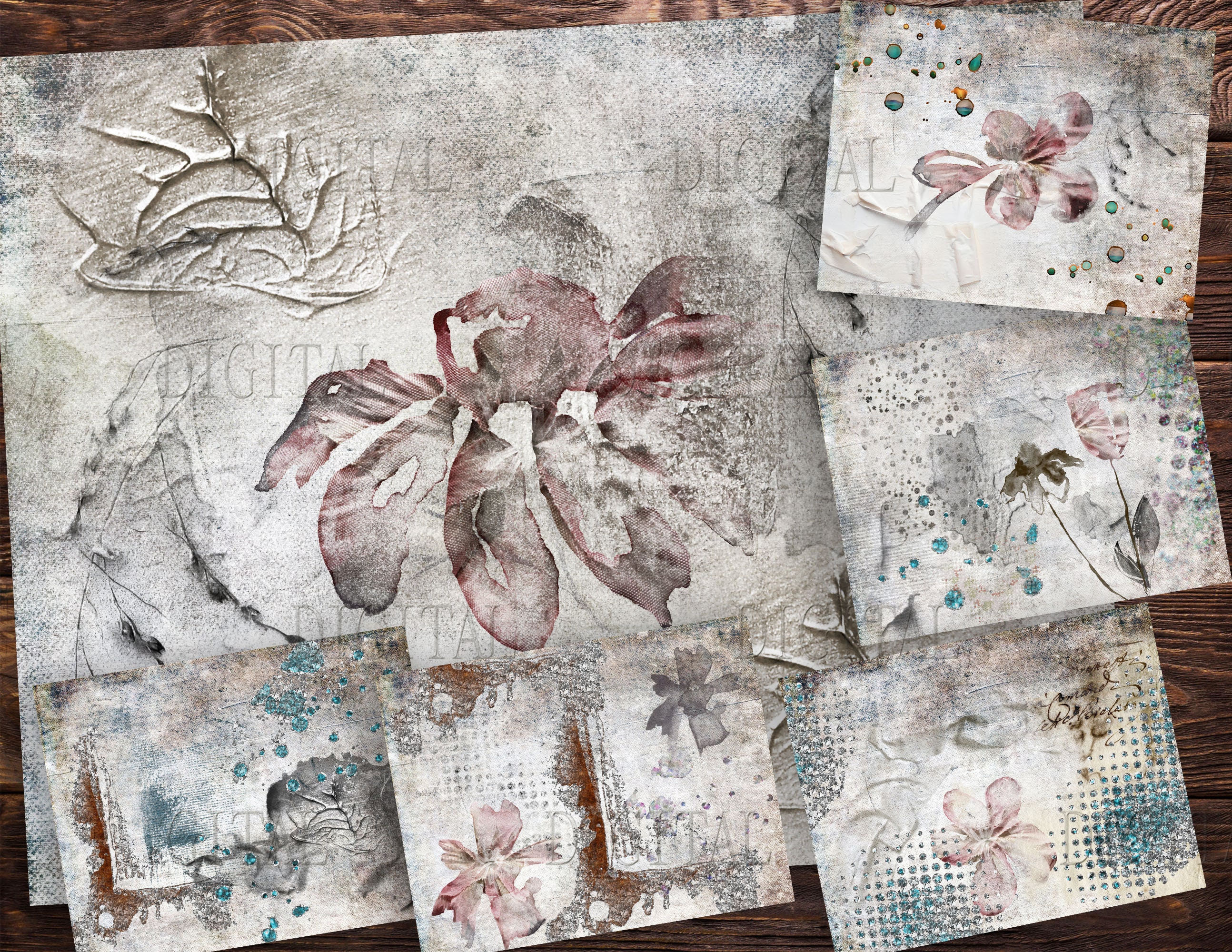 Junk Journal Backgrounds 12 Digital Collage Sheets for Junk - Etsy