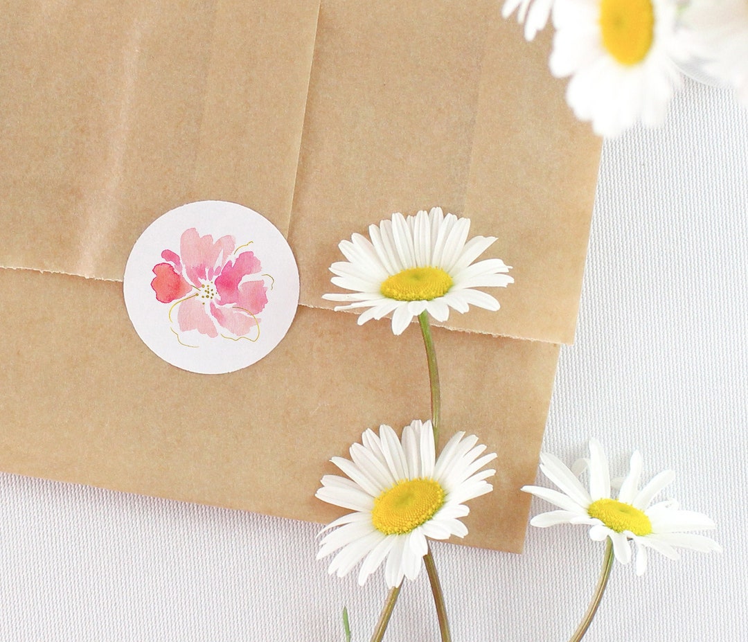 Watercolor Flower Stickers, Flower Stickers, Business Stickers ...