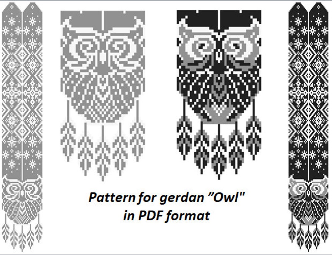 Pattern Beaded Gerdan in PDF Format, Scheme Beaded Necklace, Owl ...