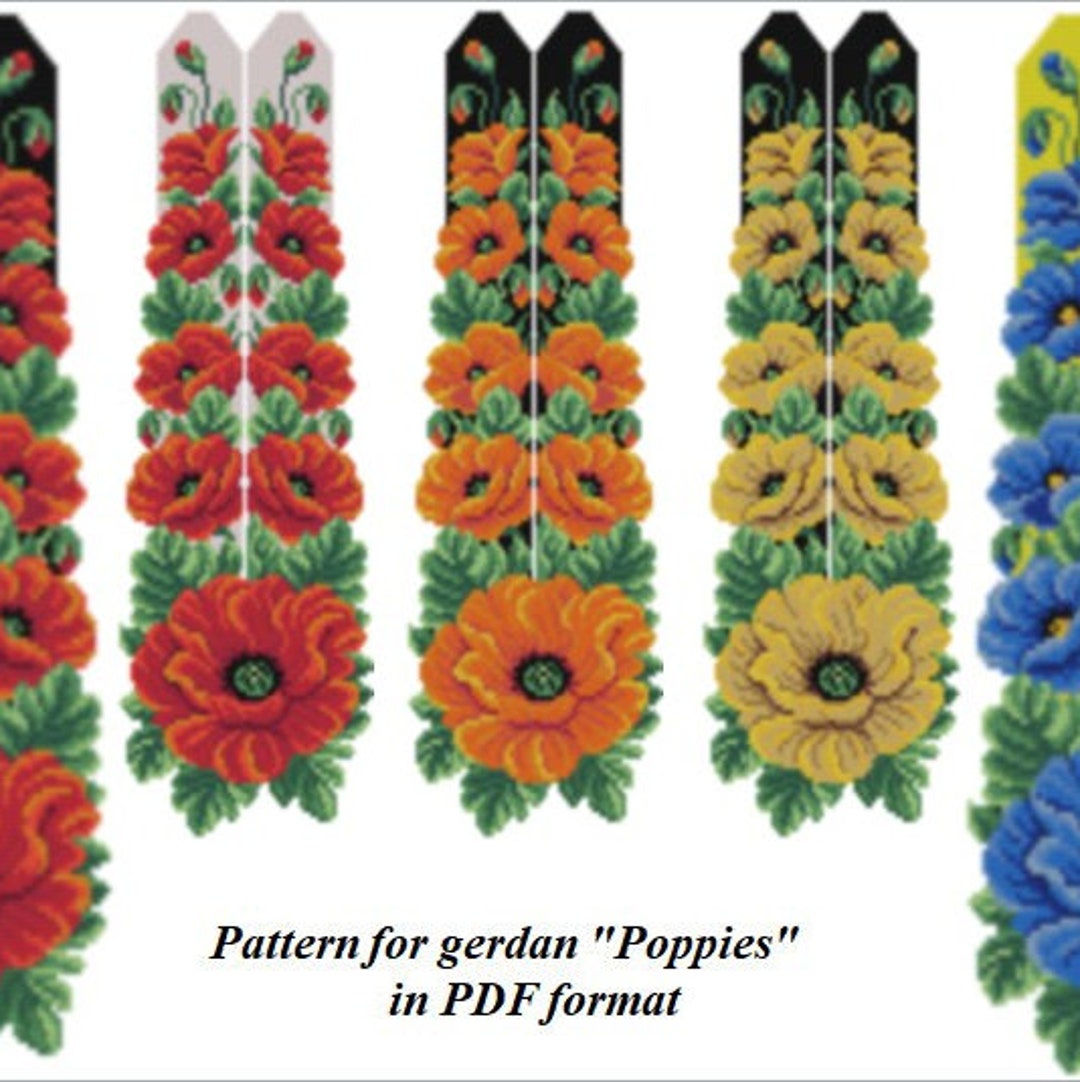 Pattern Beaded Gerdan in PDF Format, Scheme Beaded Necklace, Poppy ...