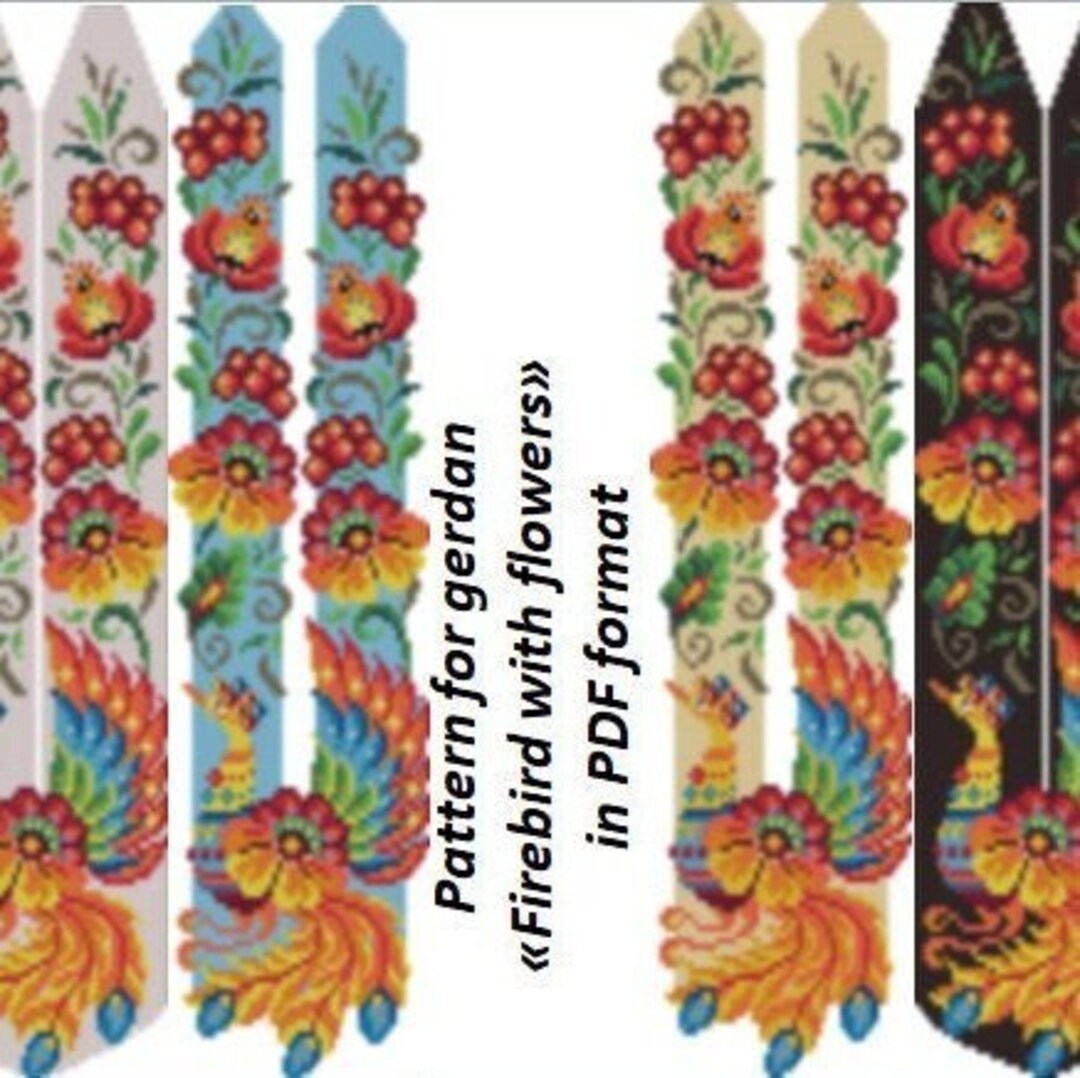 Pattern Beaded Gerdan in PDF Format, Scheme Beaded Necklace, Firebird ...