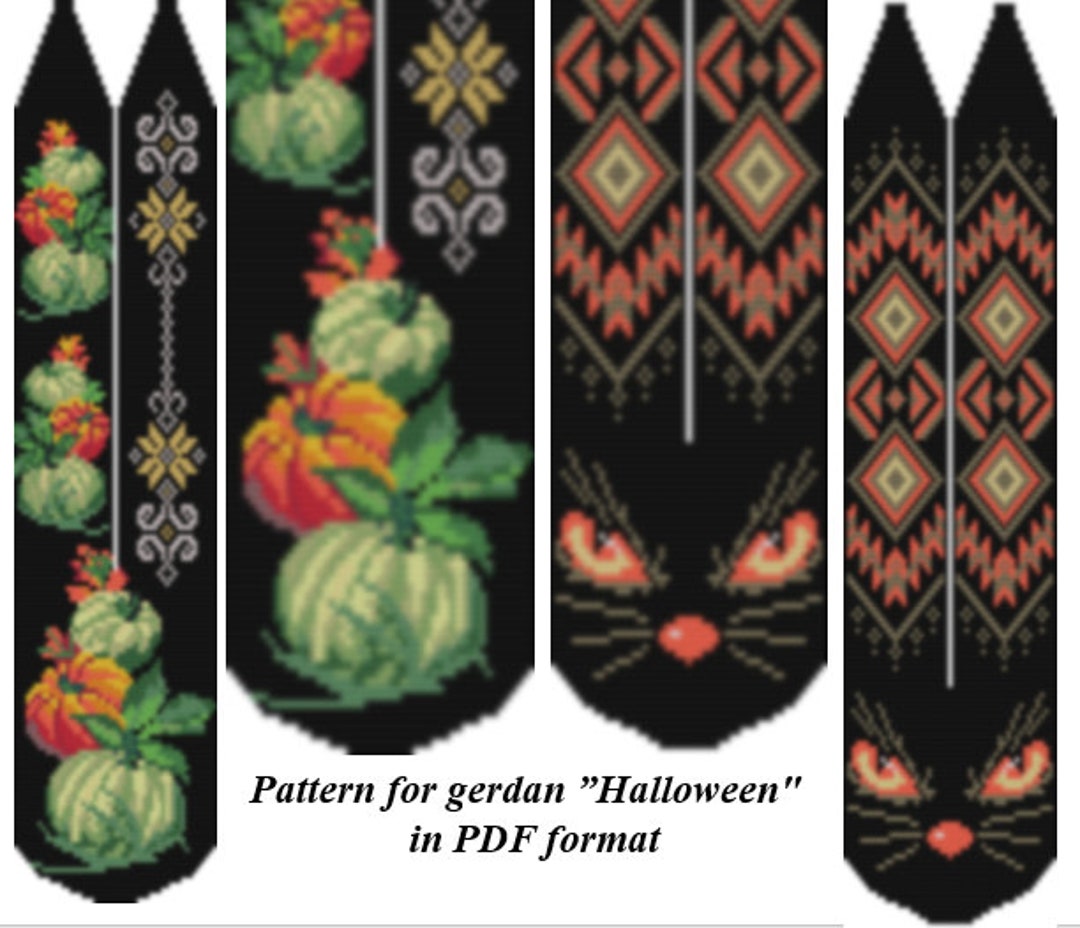 Pattern Beaded Gerdan in PDF Format, Scheme Beaded Necklace, Halloween ...