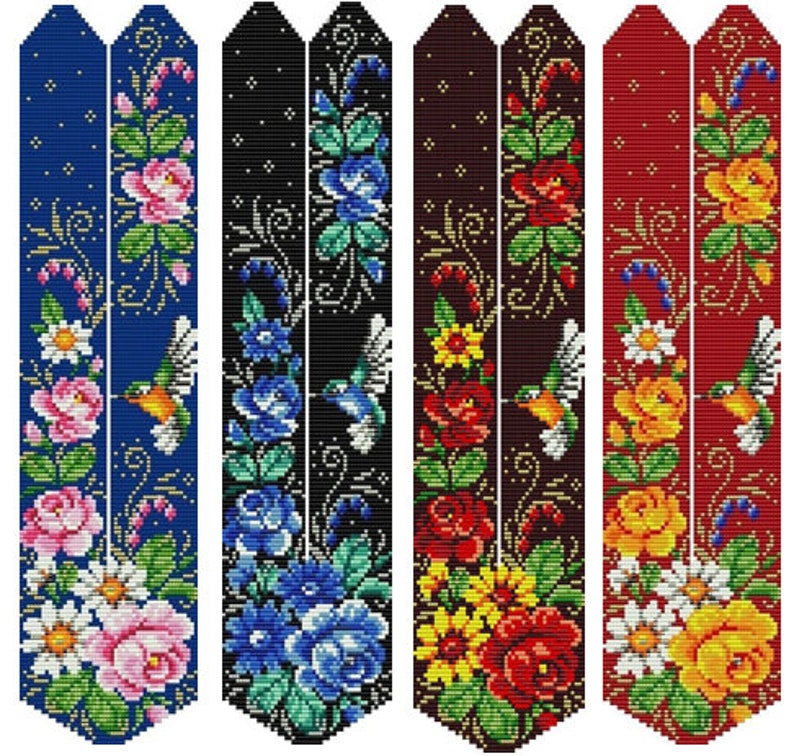 Hummingbird Floral Gerdan Beading Pattern, Loom Bead Weaving (PDF) - Etsy