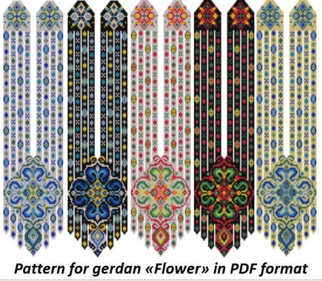 Pattern Beaded Gerdan in PDF Format, Scheme Beaded Necklace, Flower ...