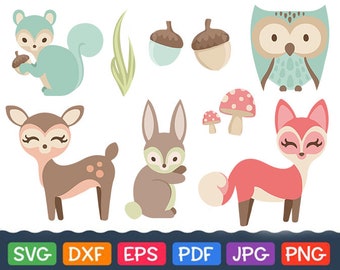 Woodland animals svg | Etsy