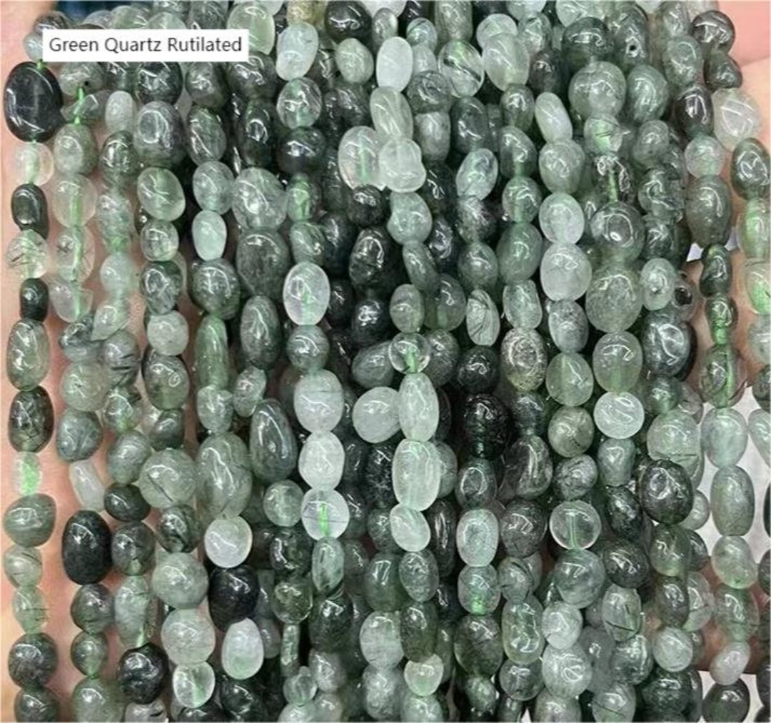 Natural Green Rutilated Quartz Nugget Beads, 6×8mm 8×10mm Green ...