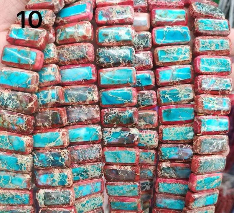 Natural Imperial Jasper Flat Rectangle Beads, 10x20mm Imperial Jasper ...