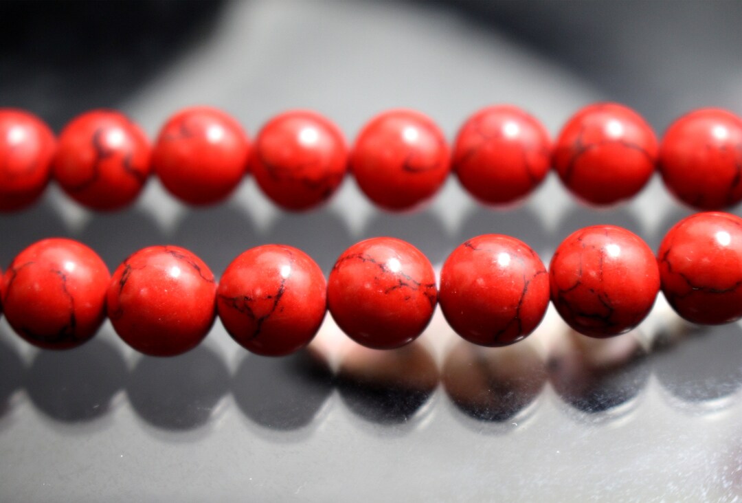 Red Turquoise Round Beads, 6mm 8mm 10mm 12mm Turquoise Beads, Red ...