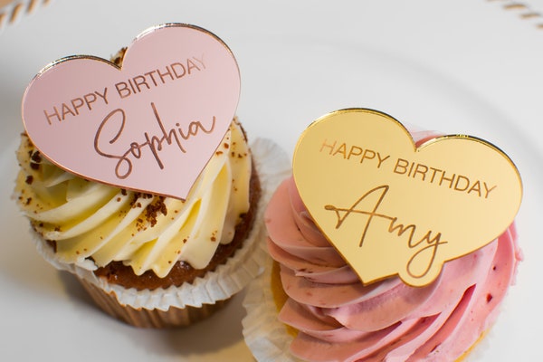 Custom Text Cupcake Toppers, Gold Glitter Cupcake Topper, Personalized ...