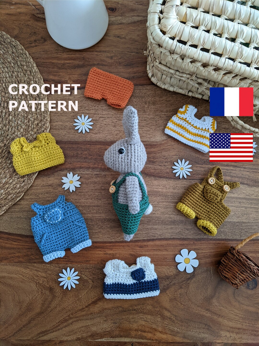 Crochet Pattern : Bundle Bunny Overalls the Cottontail - Etsy